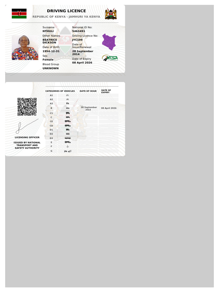 Kenyan Driving Licence Details | PDF