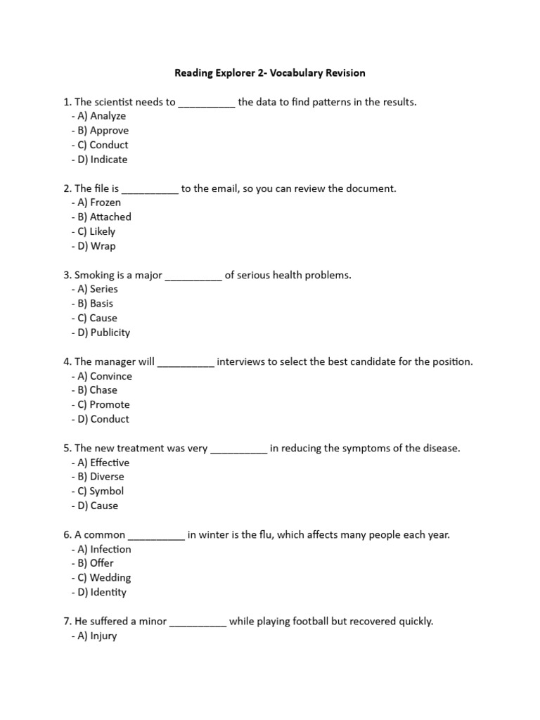 Reading Explorer 2 - Vocabulary Revision | PDF