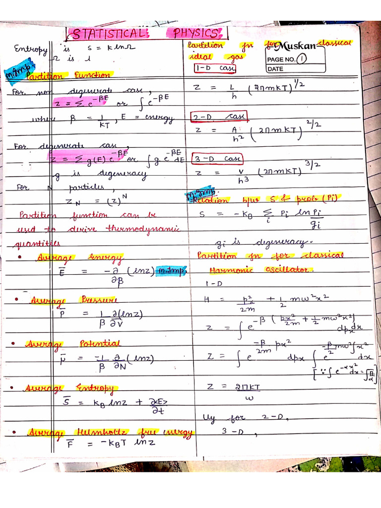 Formulas of Statistical Physics | PDF