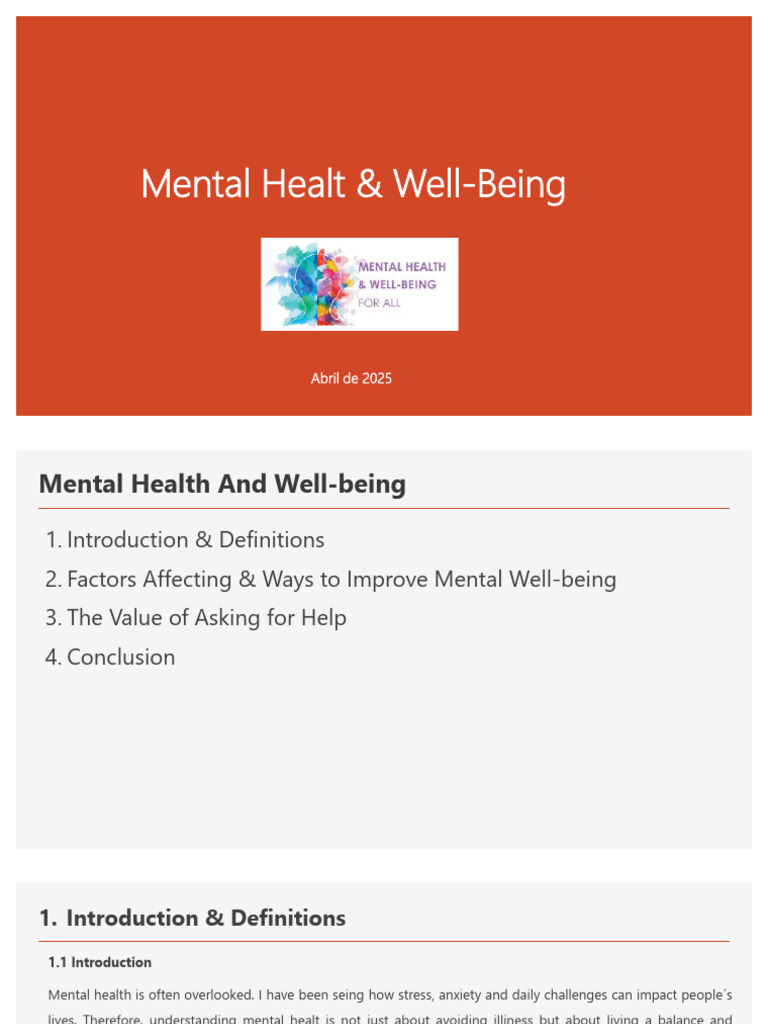 Improving Mental Health & Well-Being | PDF