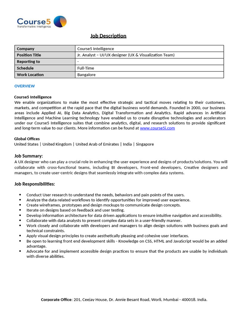 Course5 Jr. Analyst JD UI-UX | PDF | Computing | Information Technology