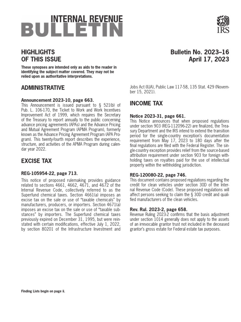 IRS Rule Irb23-16 | PDF | Taxation In The United States | Taxes