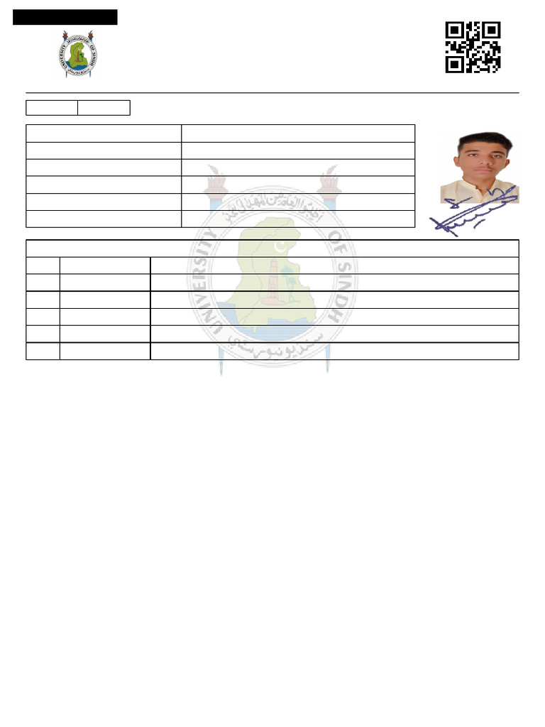 Examination Slip: University of Sindh, Jamshoro | PDF