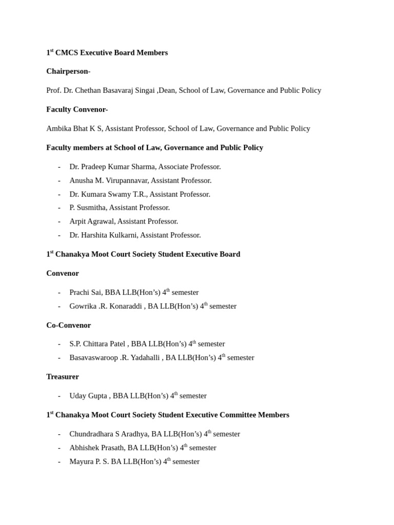 1st CMCS Executive Board Members | PDF