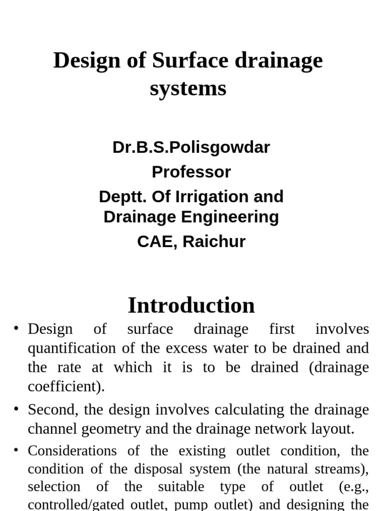 Lesson 9design Surface Drainage | PDF | Earth Sciences | Civil Engineering