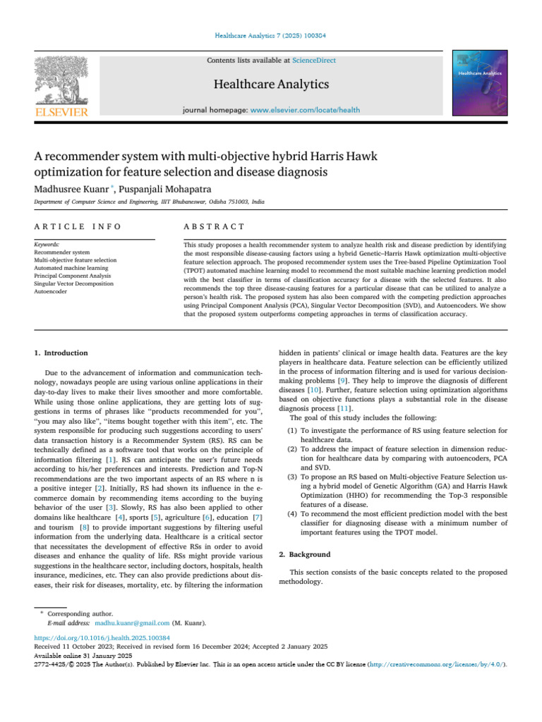 A Recommender System With Multi-Objective Hybrid Harris Hawk Optimization For Feature Selection ...