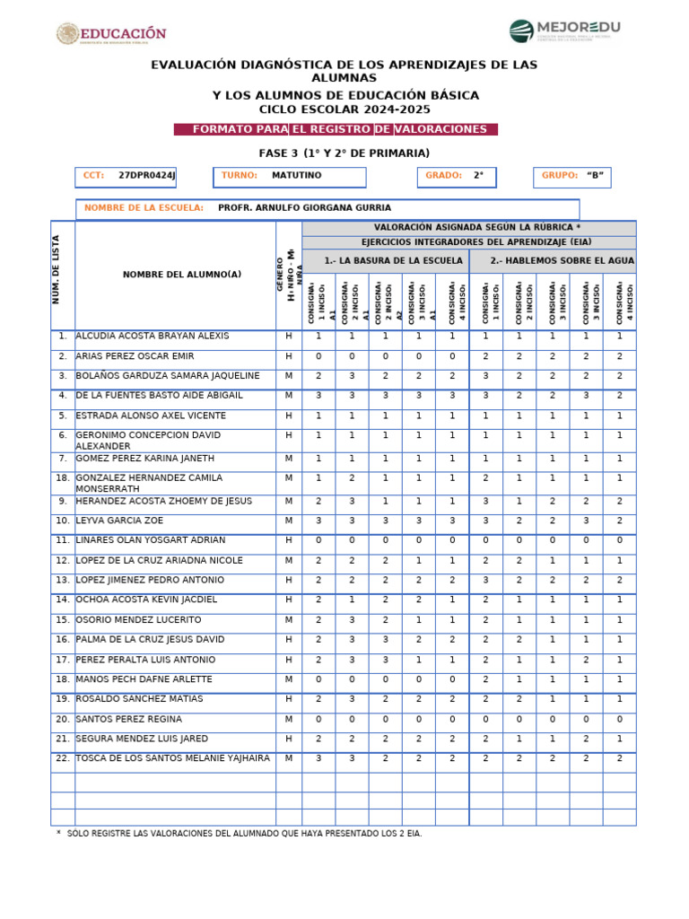 Formato_Registro_Valoraciones_2B MEJOREDU | PDF