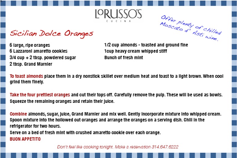 Sicilian Dolce Oranges Recipe | PDF