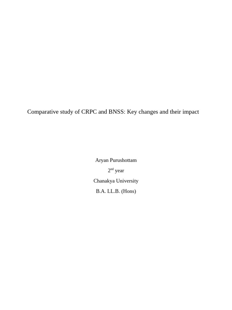 Comparative Study of CRPC and BNSS | PDF | Bail | Crimes