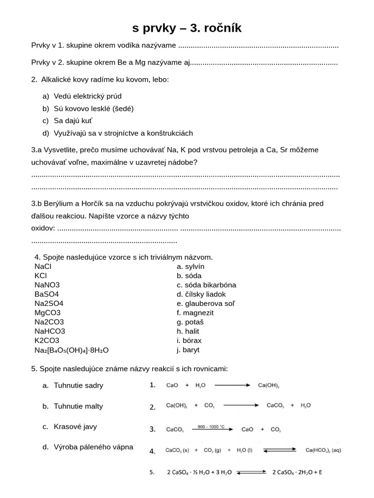 Opakovanie s2 Prvky | PDF