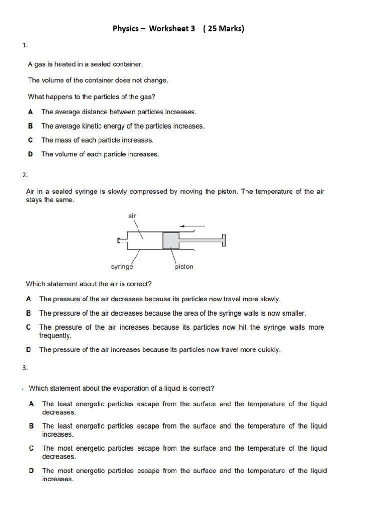 AFL - 4 Phy Worksheet 3 | PDF