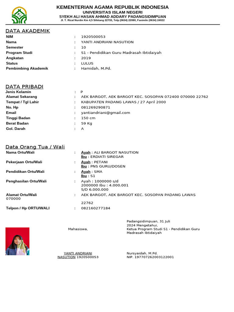 Biodataku sem 10 | PDF