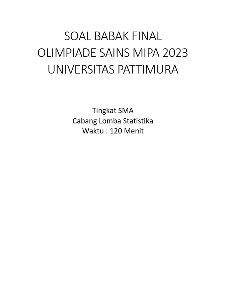 SMA - Statistika Soal Final OS FMIPA 2023 | PDF
