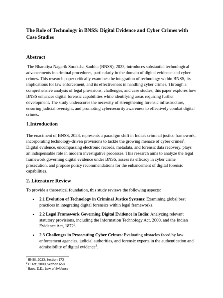 The Role of Technology in BNSS | PDF | Cybercrime | Security