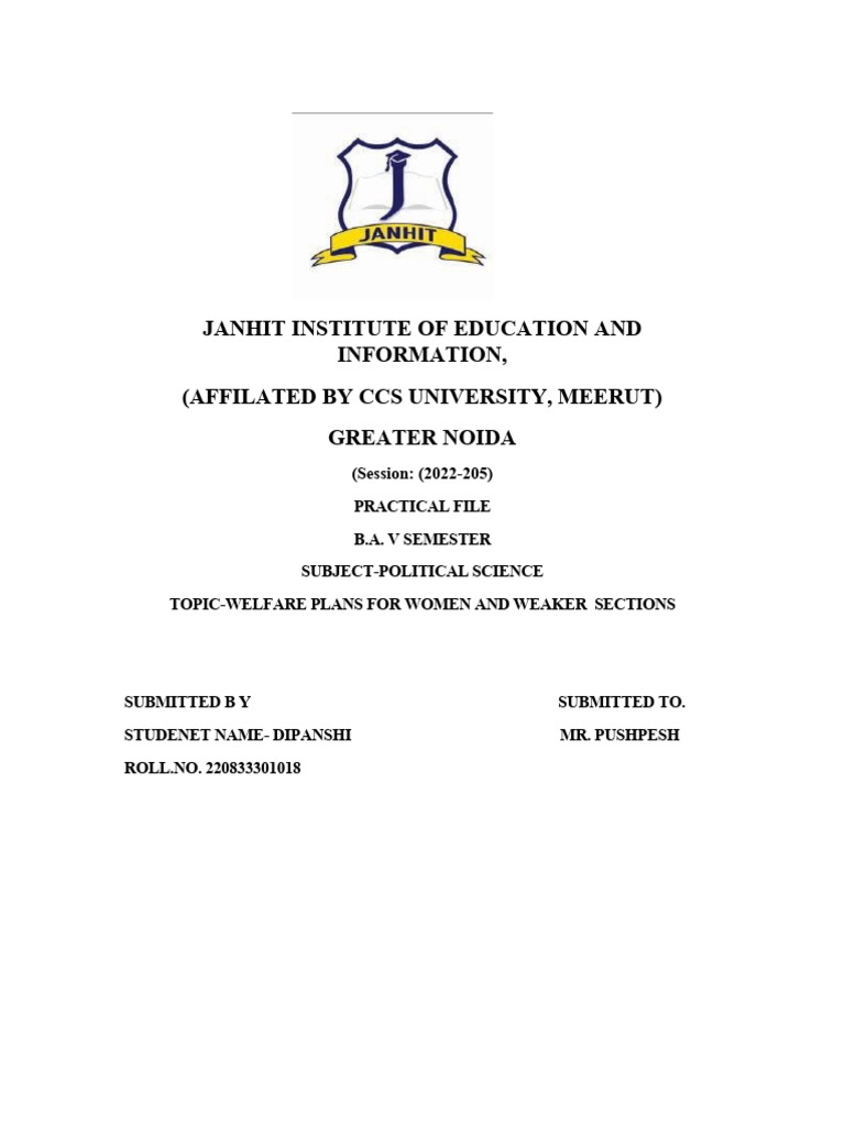 Janhit Institute of Education and Information, (Affilated by Ccs ...
