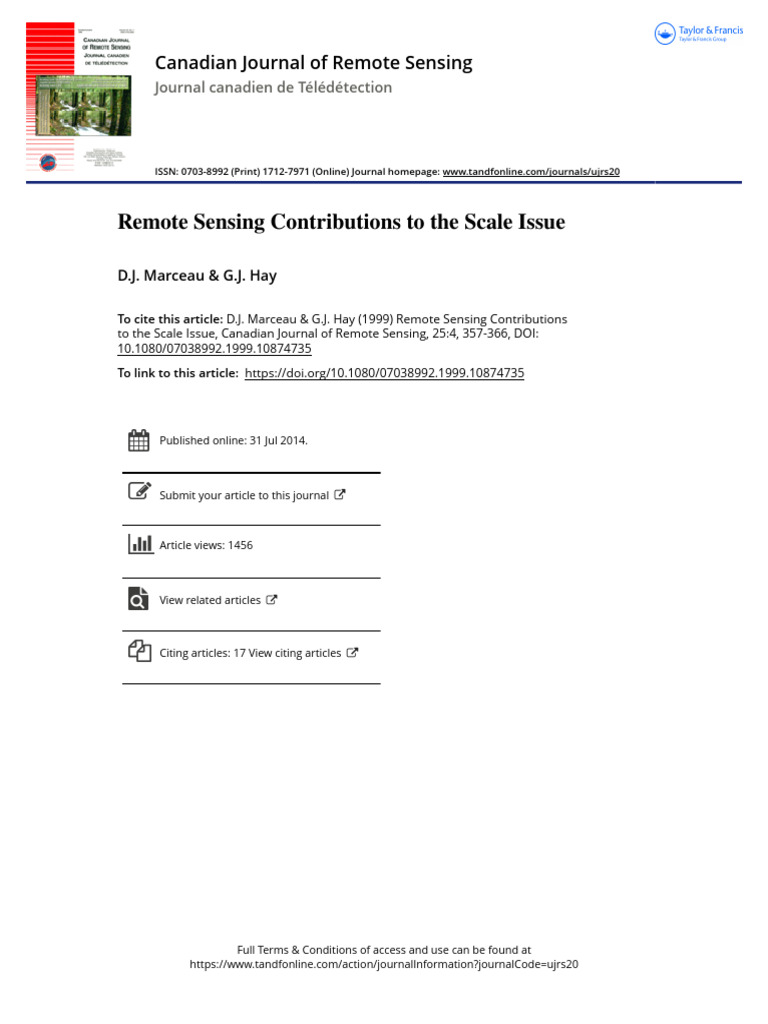 Remote Sensing Contributions To The Scale Issue | PDF