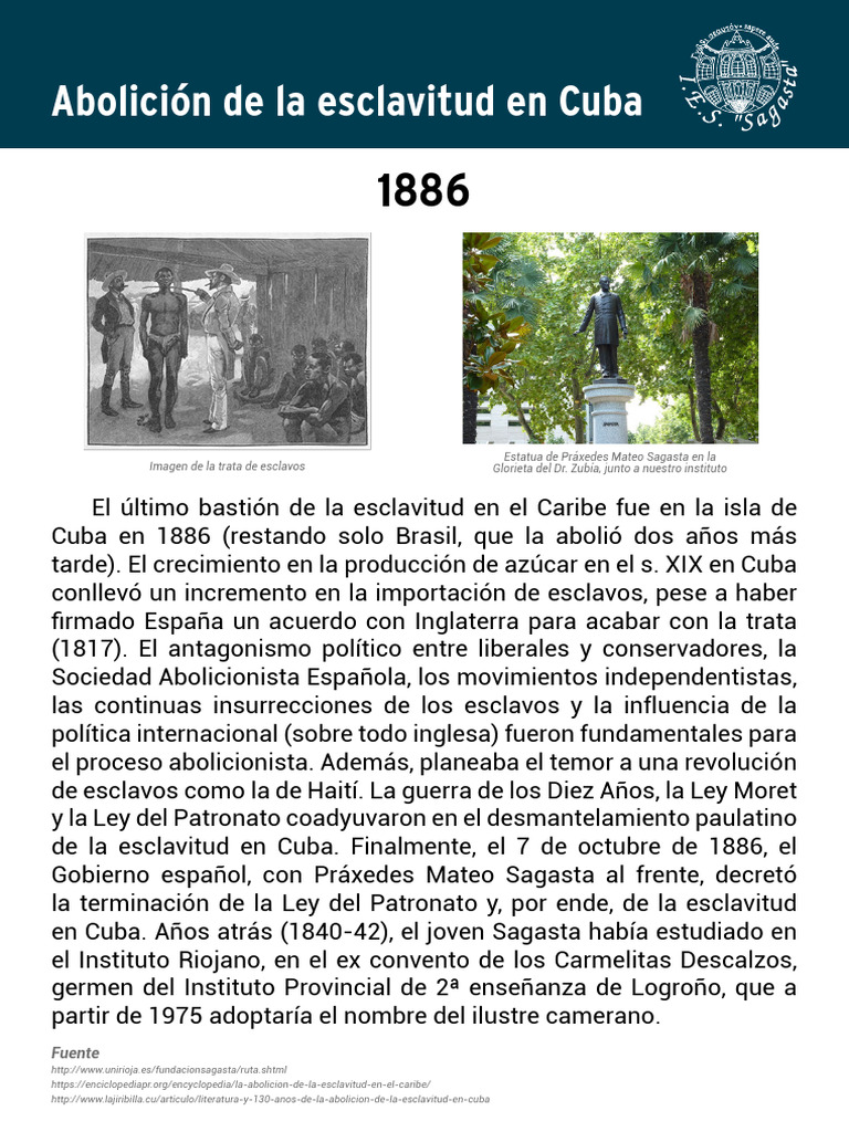 1886 - Abolición de La Esclavitud en Cuba (Derecho) | PDF