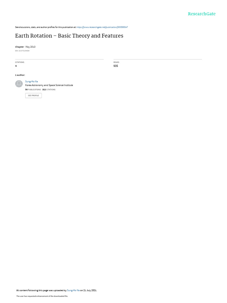 Earth-Rotation Theory-And-Features | PDF | Moon | Tide