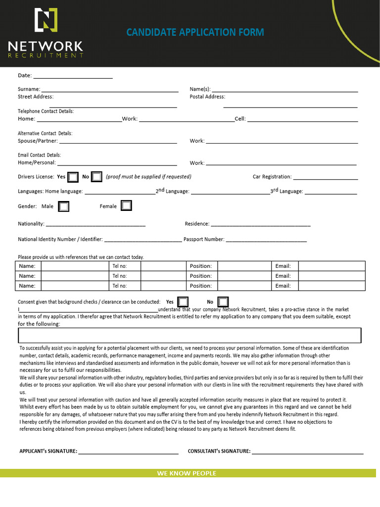 NWR Candidate Application Form | PDF | Identity Document