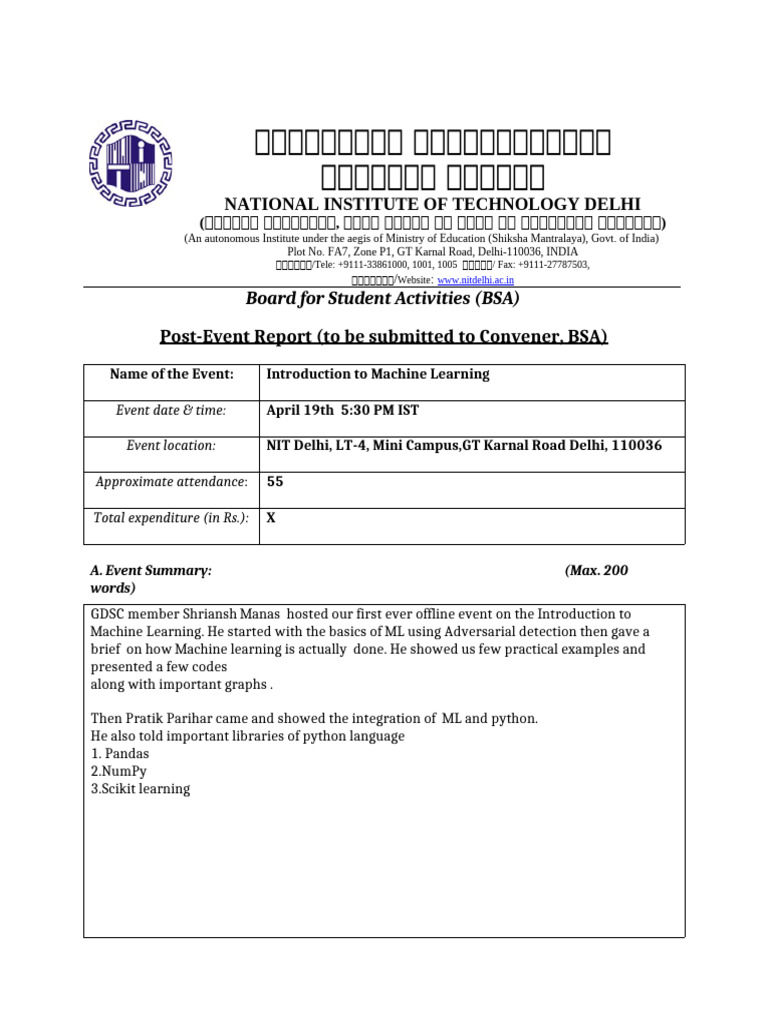 Post Event Report Proforma | PDF | Learning
