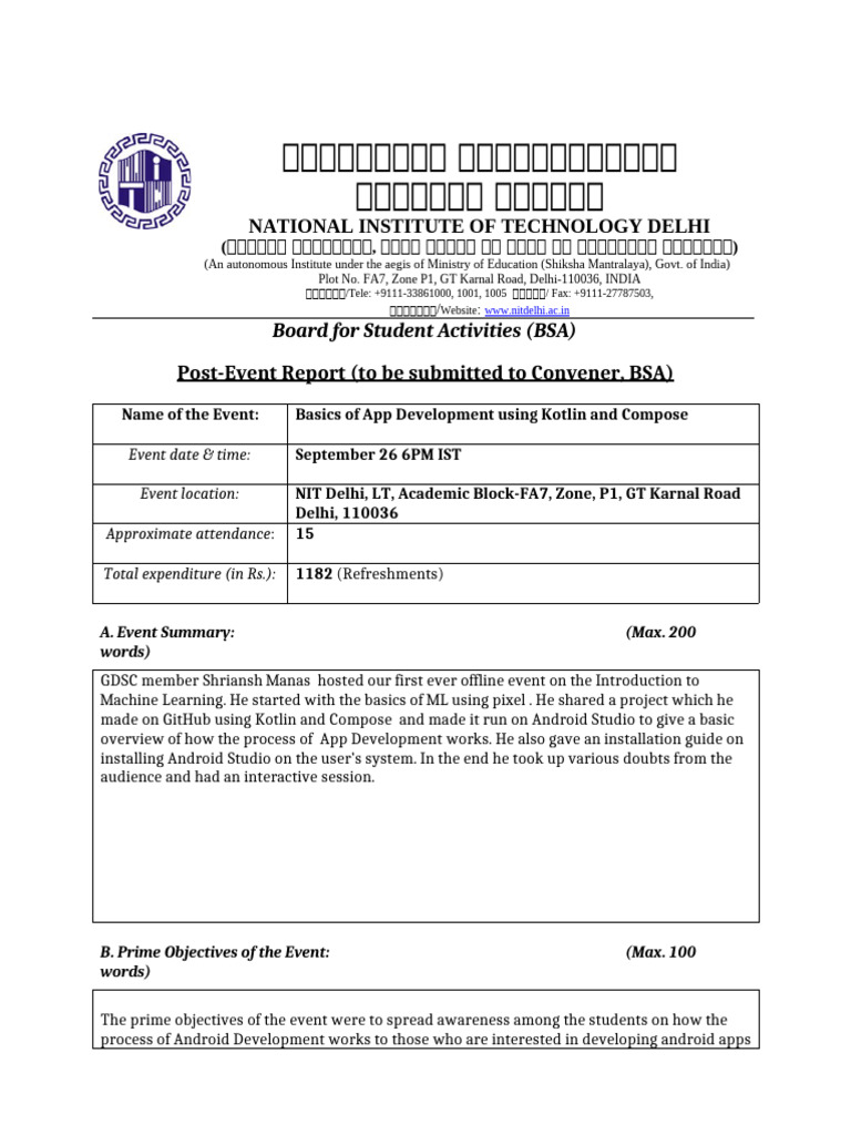 Post Event Report Proforma | PDF | Computing
