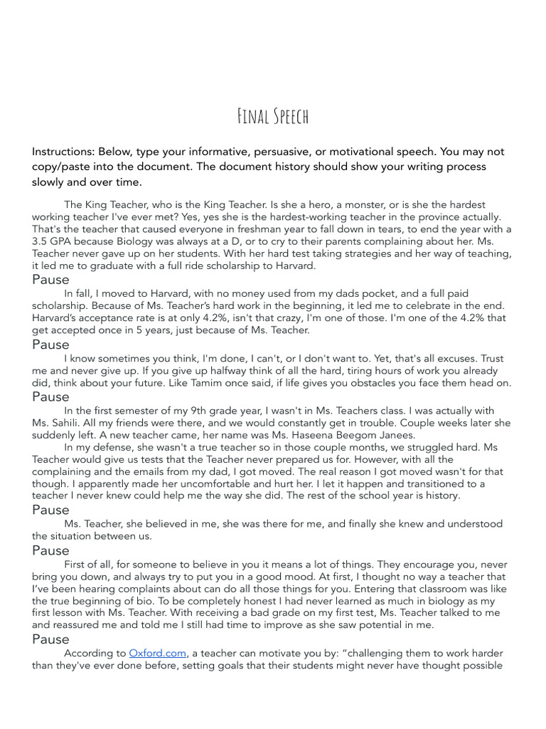 Final Speech | PDF | Teachers
