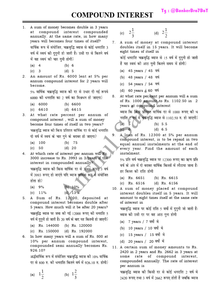 Compound Interest Calculations and Queries | PDF | Compound Interest ...