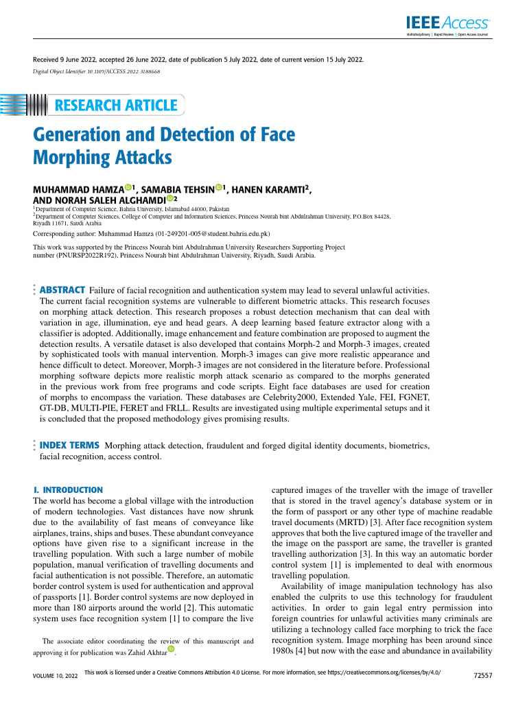 Face Morphing Attack Detection Model | PDF | Databases | Deep Learning