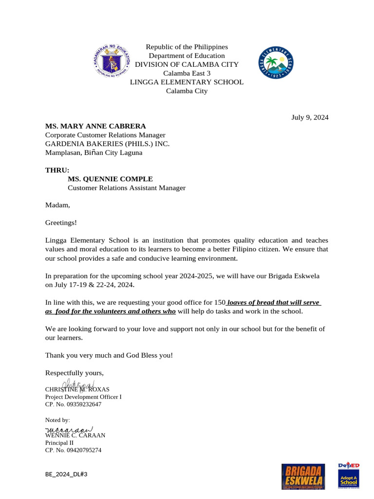 Solicitation-letter-for-Brigada-for-gardenia | PDF