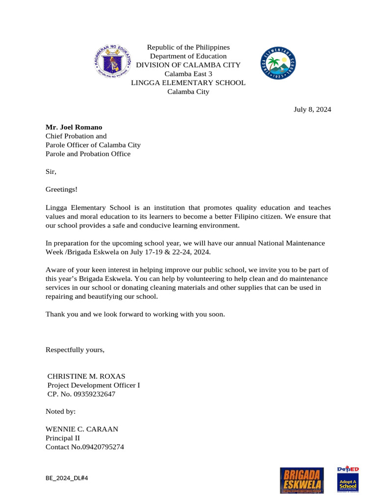 Solicitation Letter - Parole Officer - Joel Romano - FInal | PDF ...