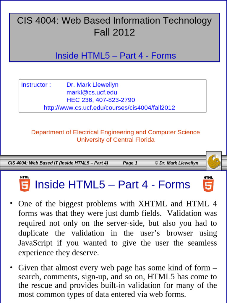 Inside HTML5 - Part 4 - Forms | PDF | World Wide Web | Internet & Web