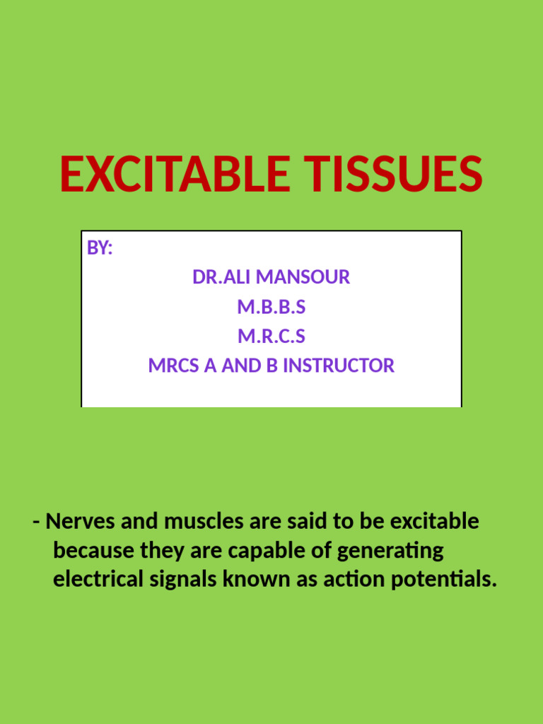 Understanding Excitable Tissues | PDF | Chemical Synapse | Muscle ...
