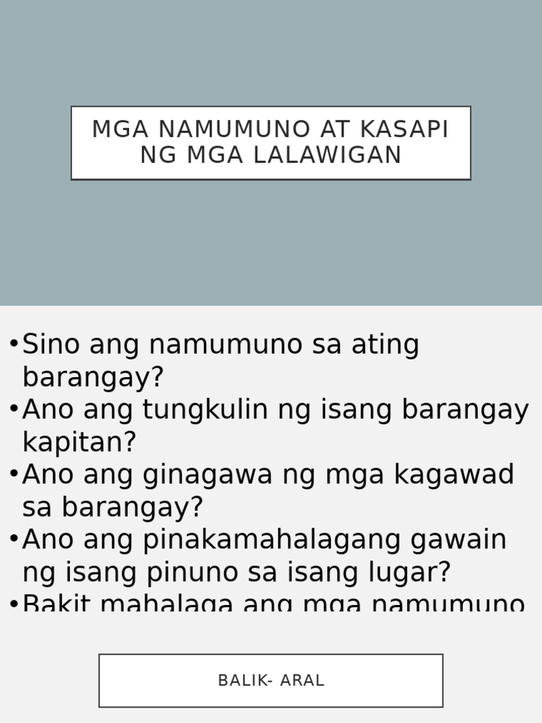 Mga Namumuno at Kasapi NG Mga Lalawigan | PDF