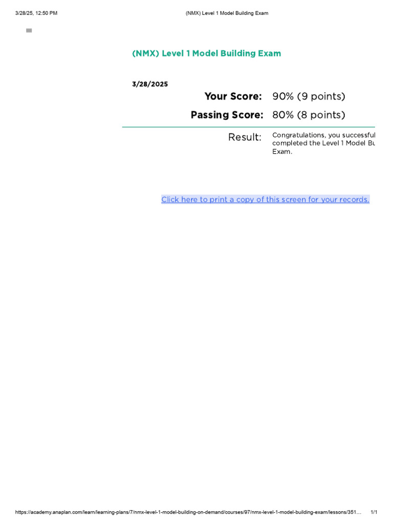 (NMX) Level 1 Model Building - Exam - (NMX) Level 1 Model Building ...