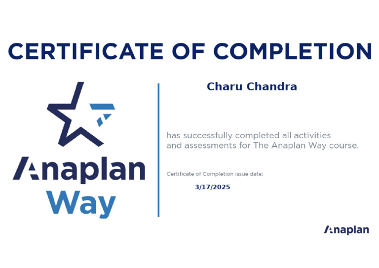 81 - 14 - 126811 - 1742191220 - The Anaplan Way Certificate | PDF