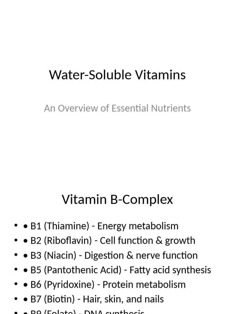 Water Soluble Vitamins | PDF