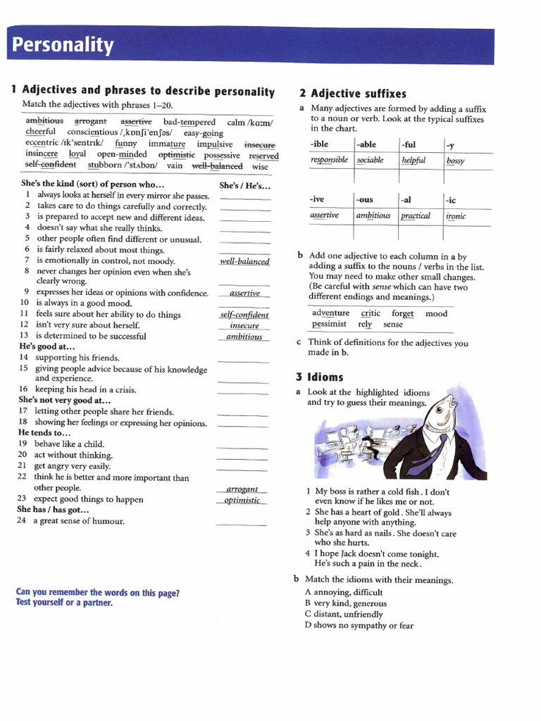 Vocab Personality Appearance | PDF