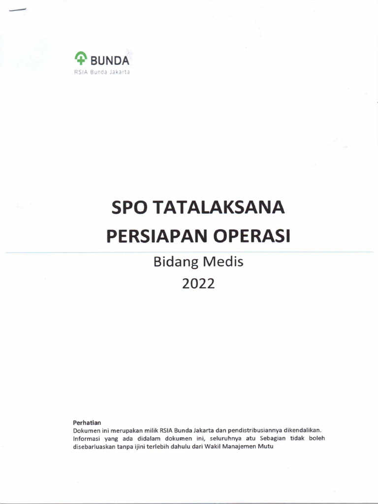 SPO TATALAKSANA PERSIAPAN OPERASI | PDF