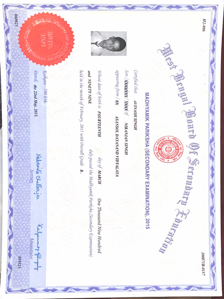10th Certificate | PDF
