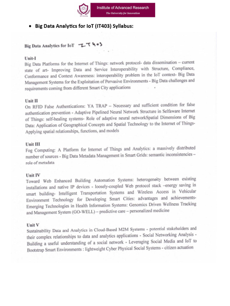 IoT_Big Data Analytics for IoT_Sem5 | PDF