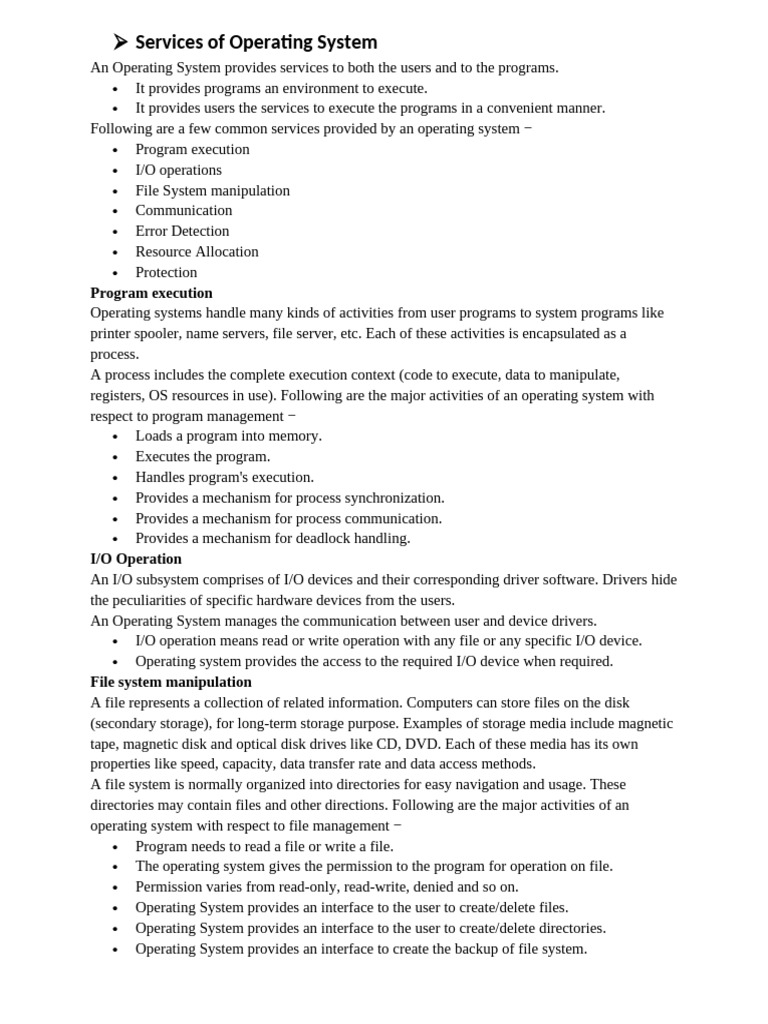 Services of Operating System | PDF | Operating System | Process (Computing)