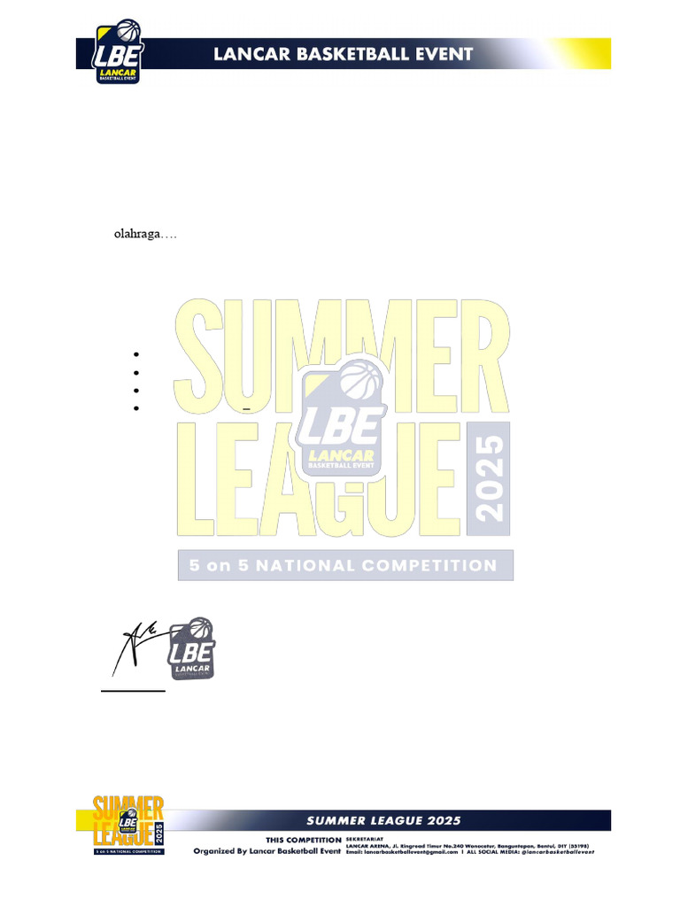 Surat Undangan Summer League 2025 Tim Knuckles Bandung | PDF