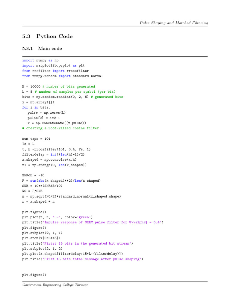 Pulse Shaping and Matched Filtering | PDF | Applied Mathematics ...