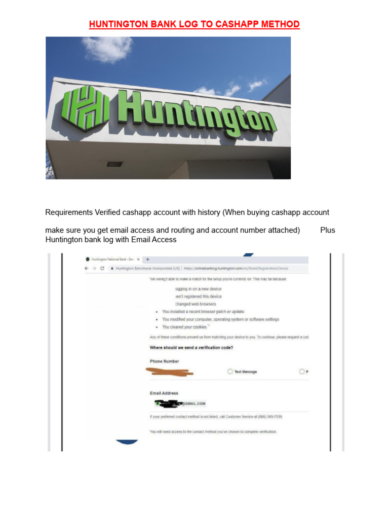 Huntington Bank Log To Cashapp Method. | PDF