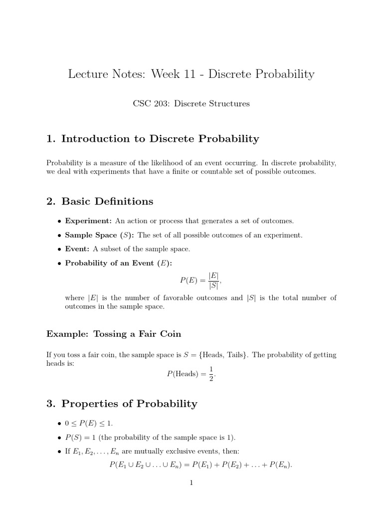 Discrete Probability Lecture Notes | PDF | Probability | Probability Theory