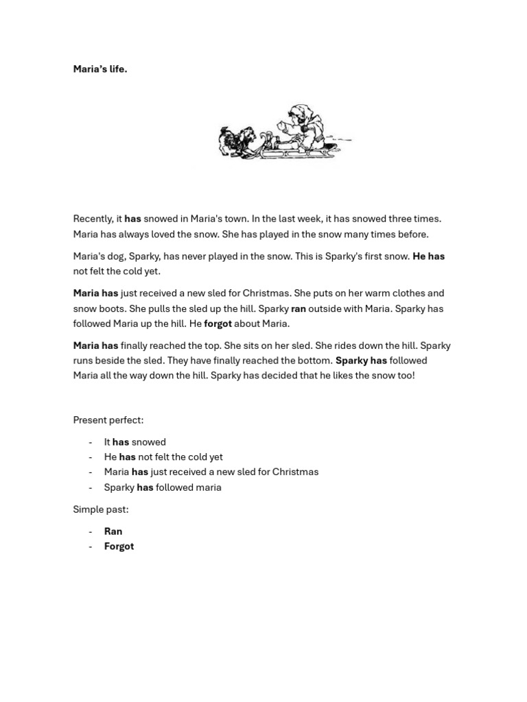 Maria and Sparky's Snow Adventure | PDF