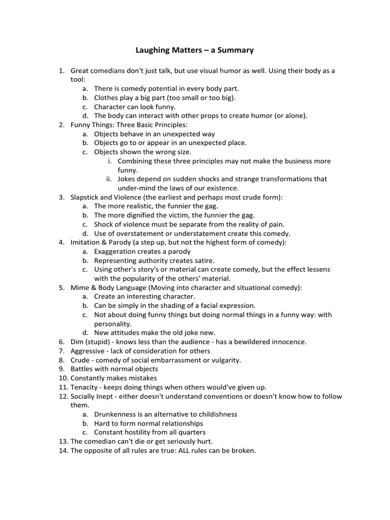 Laughing Matters - A Summary | PDF
