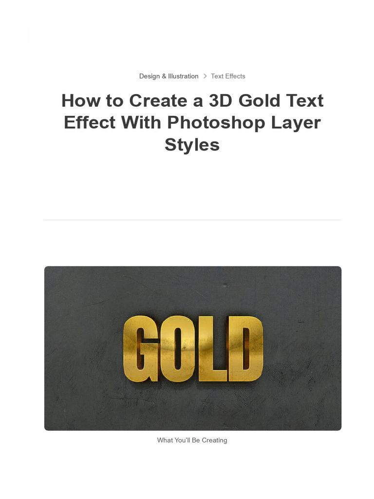 3D Gold Text Effect in Photoshop | PDF | Multidimensional Signal ...