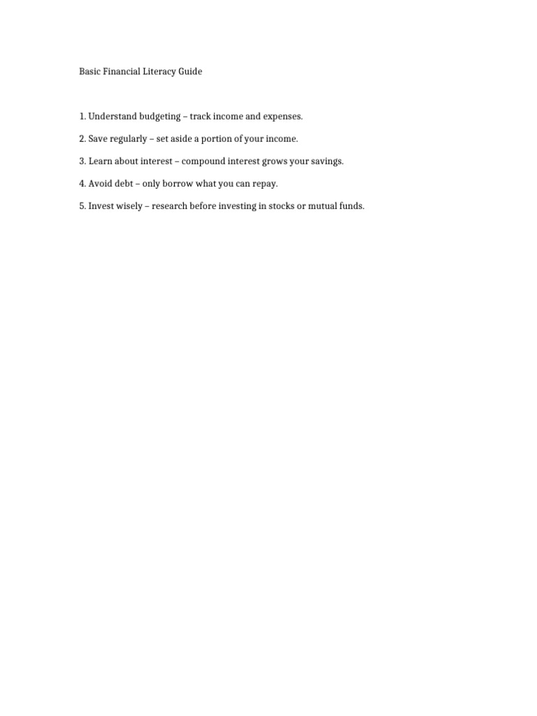 Basic Financial Literacy Guide | PDF