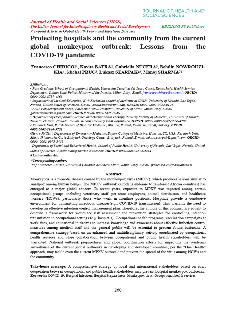 Chirico Et Al. JHSS 260 266 | PDF | Pandemic | Medicine
